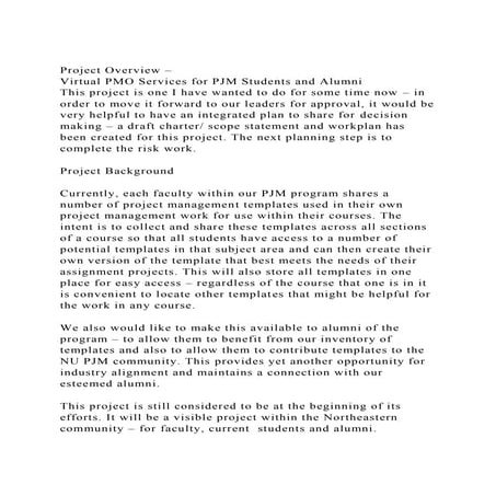 Project Overview –Virtual PMO Services for PJM Students and Alum.docx