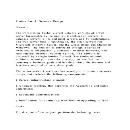 Project Part 1 Network DesignScenarioThe Corporation Te | DOCX