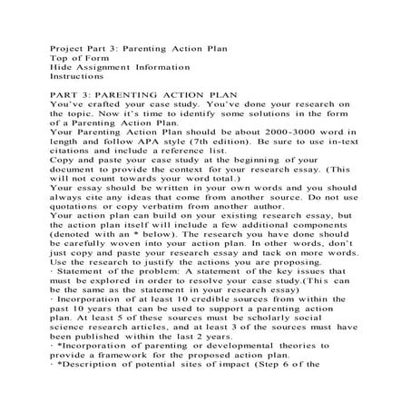 Project part 3 parenting action plan top of formhide assignment | PDF