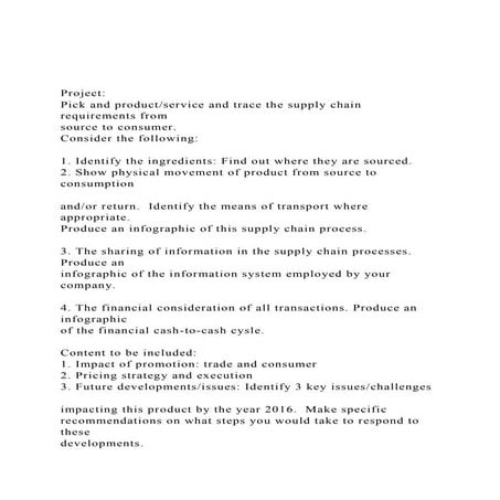 Project Pick and productservice and trace the supply chain.docx