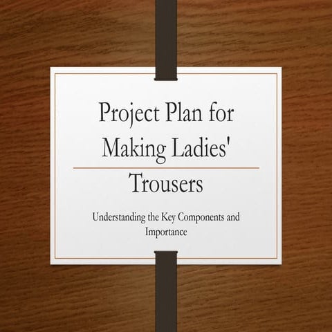 Project Planning for Dressmaking and Tailoring | PPTX