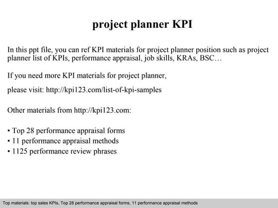 Project specialist kpi | PPT