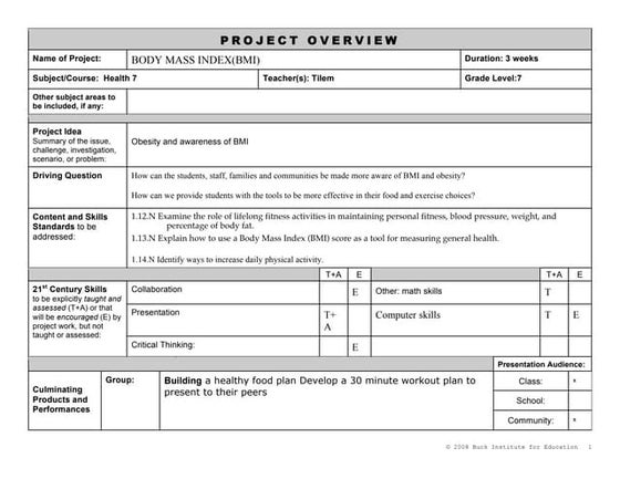 Buck Project Planning Forms | PPT