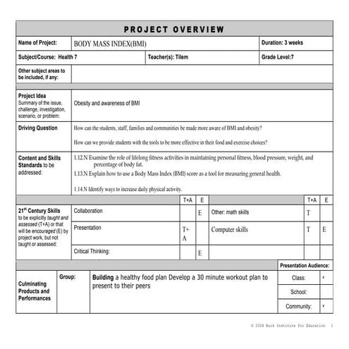 Project planning form | PPT