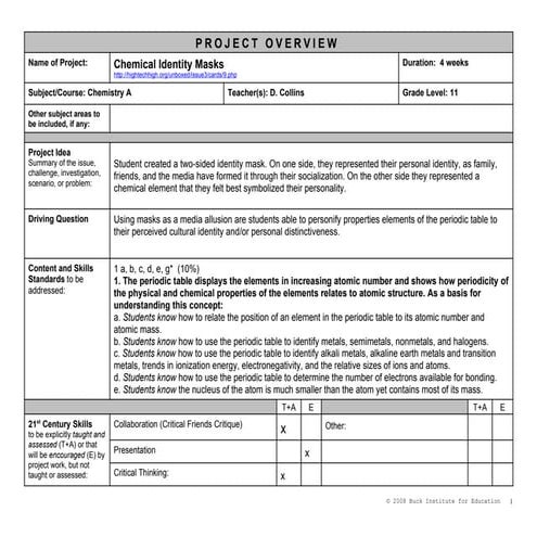 Project planning forms