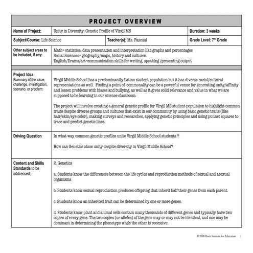 Project planner for genetics | PPT
