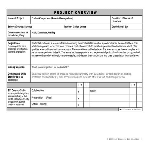 Project planning forms | DOC