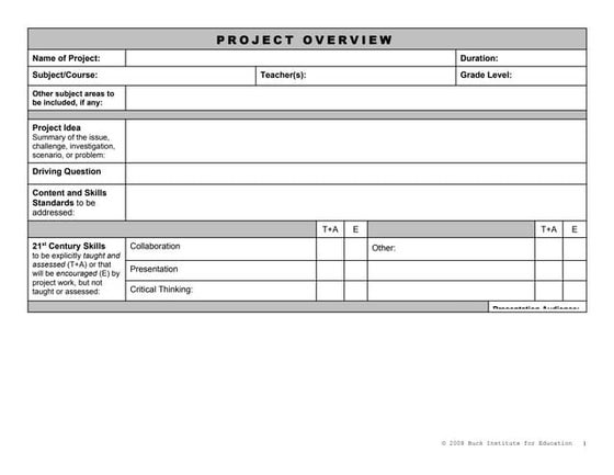 Buck Project Planning Forms | PPT