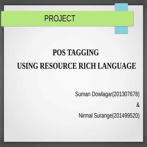 POS tagging using Resourch Rich Language | PDF