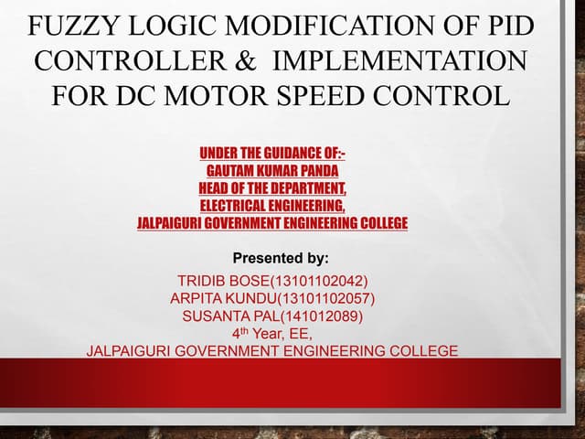 Speed control of dc motor by fuzzy controller | PPTX