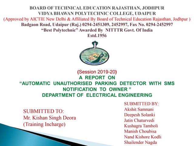 Automatic Unauthorized Parking Detector With Sms Notification To Owner Ppt
