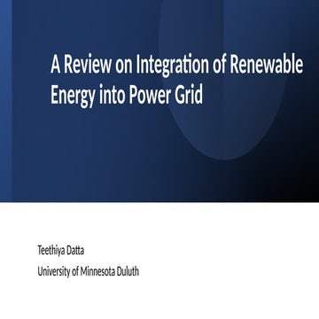 A review on integration of renewable energy into power grid | PPTX