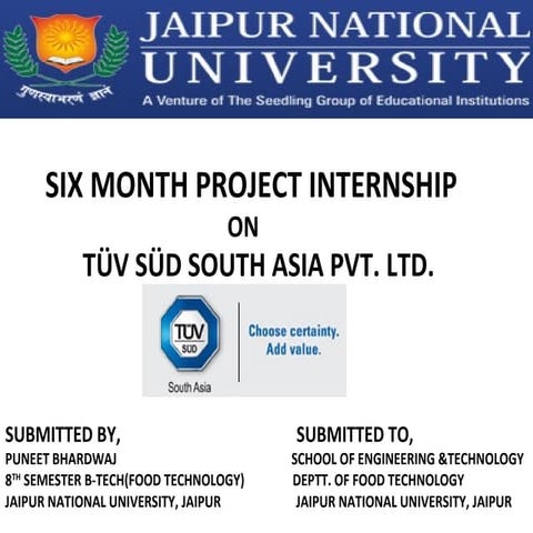 presentation on Tuv-Sud South Asia Pvt. Ltd. | PPT