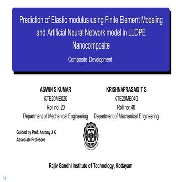Prediction Of Elastic Modulus Using Finite Element Modeling And 9073