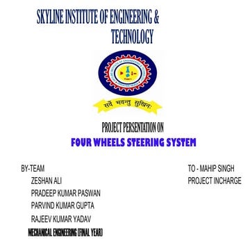 Vtu phase 1 report on four wheel steerinfg system | PDF