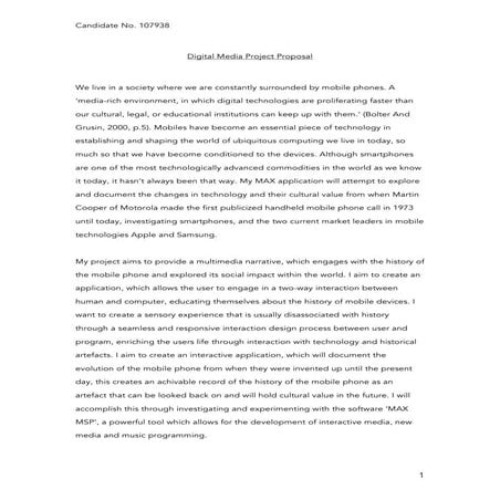 Project Proposal - Digital Media | PDF