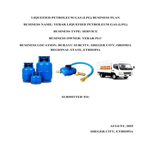 Project Proposal (Business Plan) for Liquified Petroleum Gas (LPG) in ...