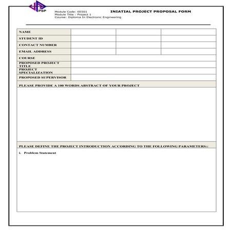 Project proposal form new | DOC | Education