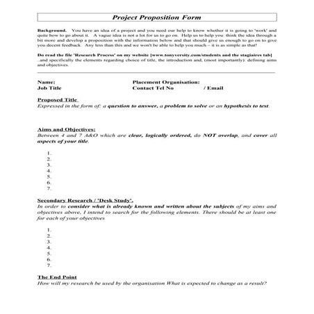 Project Proposition Form | PDF