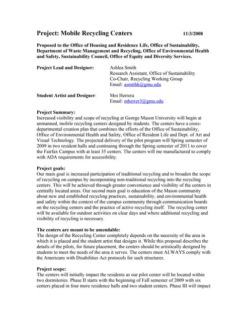 Recycling Bin Proposal | PDF