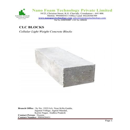 Clc Block Making Machines Project repor | PDF