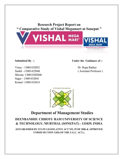 Vishal mega mart | PPTX | Retail Industry | Industries