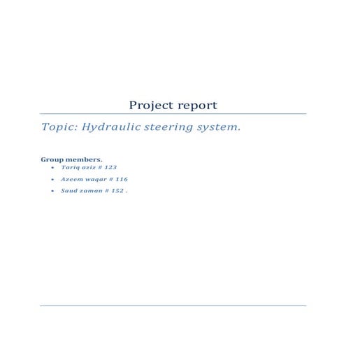 Hydraulic Power steering system | PPTX