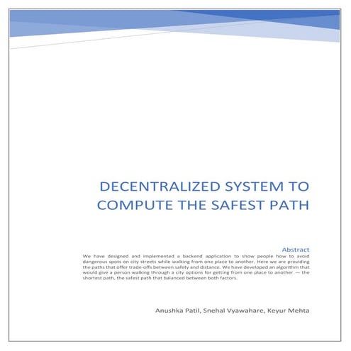 Decentralized system to compute safest route - Report | PDF ...