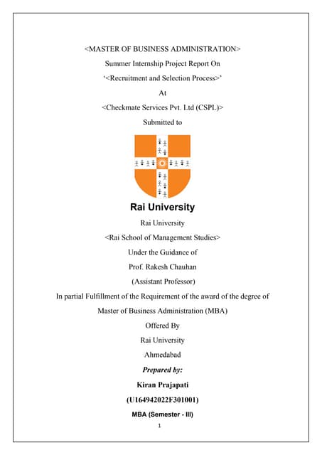 Final Project Synopsis MBA | DOC | Resume Writing and Advice | Job Search