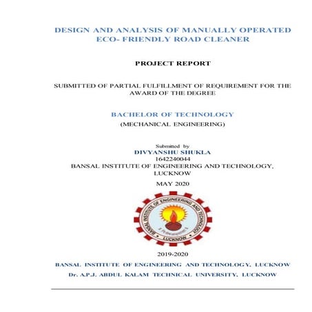 Project report design and analysis of automatic manually operated eco ...