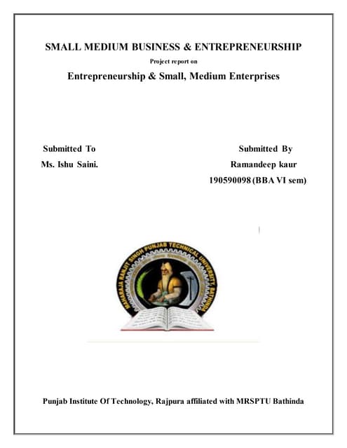 Report on entrepreneurship | PDF
