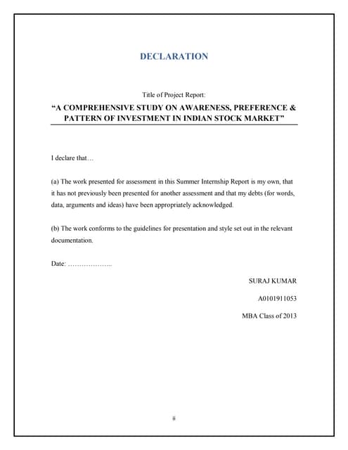 Format of summer training report by munna kumar yadav (MBA) | DOCX