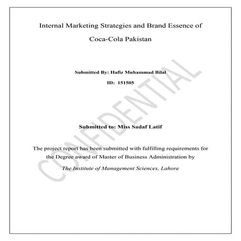 Project Report Final Coca-Cola Internal Analysis | PDF