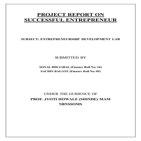 Report on entrepreneurship | PDF