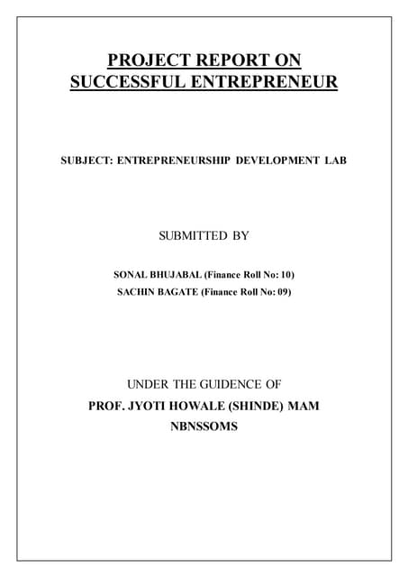Report on entrepreneurship | PDF