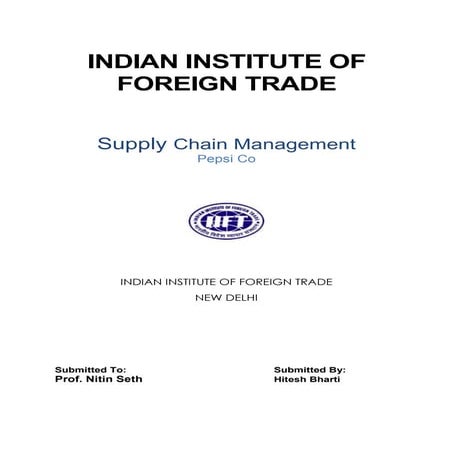 Project report scm pepsi co | DOCX | Logistics | Business