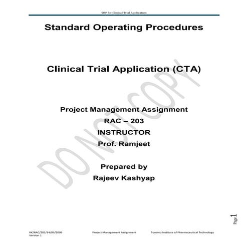 C TA - standard operating procedures | PDF | Pharmaceutical Industry ...