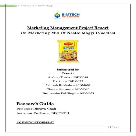 Marketing mix of Nestle Maggi | DOCX