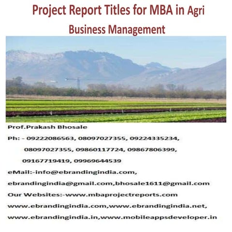 Project report titles for mba in agri business management | PPTX ...