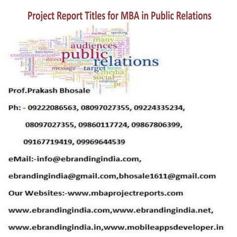 Project report titles for mba in public relations | PPTX