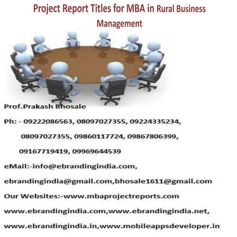 Project report titles for mba in rural business management | PPTX