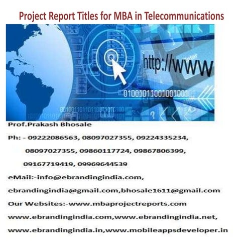 Project report titles for mba in telecommunications | PPTX