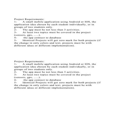 Project Requirements1- A small mobile application using .docx