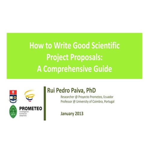 How to Write Good Scientific Project Proposals: A Comprehensive Guide | PDF