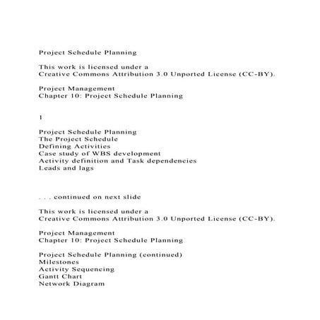Project Schedule PlanningThis work is licensed under aCrea.docx