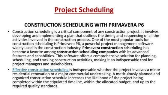 Project Scheduling Services for DOT | PPT