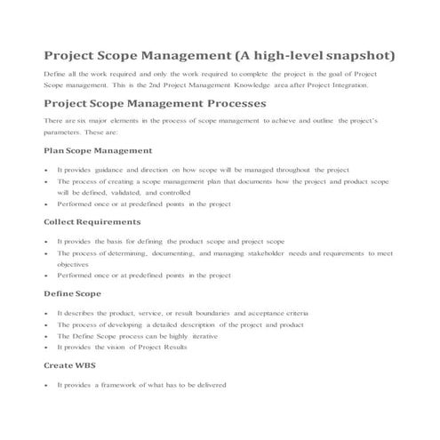 Project scope Management - PMP/CAPM | PDF