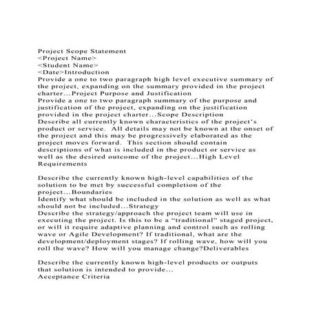 Project Scope StatementProject NameStudent NameDateI.docx