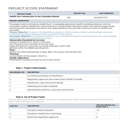 Project Planning - Business Project for Health Monitoring Device | PDF