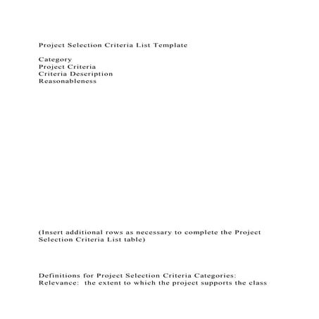 Project Selection Criteria List TemplateCategoryProject Crit.docx